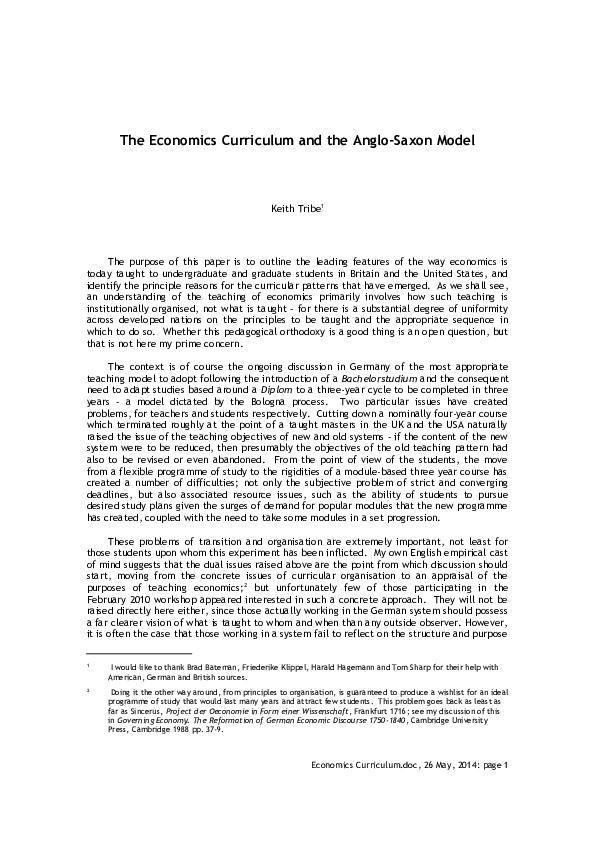 (PDF) The Modern Economics Curriculum