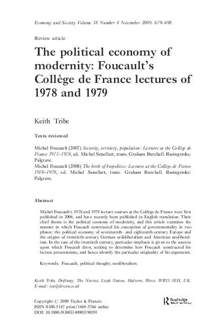 (PDF) Foucault's College de France Lectures 1978, 1979