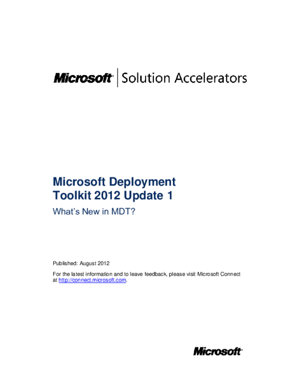 (DOC) Microsoft Deployment Toolkit 2012 Update 1 What's New in MDT