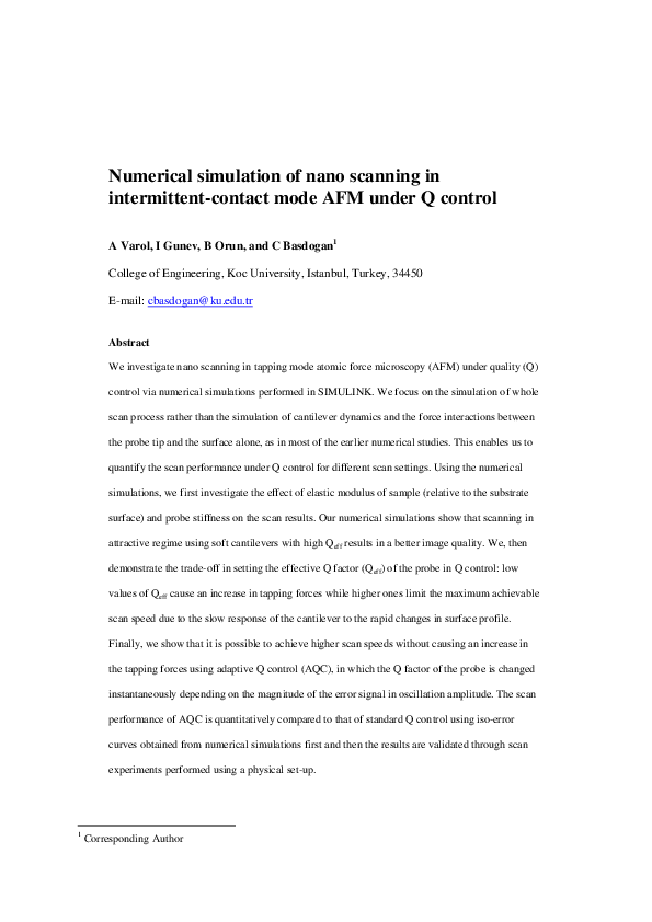 Pdf Numerical Simulation Of Nano Scanning In Intermittent Contact
