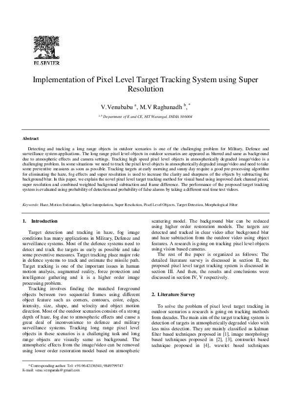 Pdf Implementation Of Pixel Level Target Tracking Algorithm