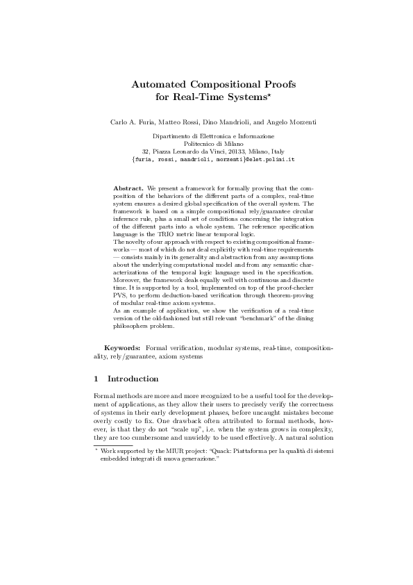 (PDF) Automated Compositional Proofs for Real-Time Systems