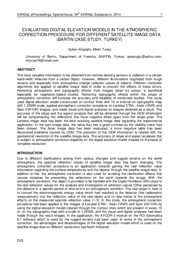 (PDF) Evaluating Digital Elevation Models In The Atmospheric Correction ...