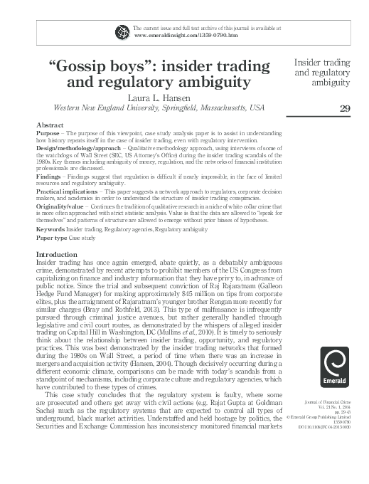 (DOC) CASE STUDY ANALYSIS: INSIDER TRADING AT GALLEON GROUP | Hassan ...