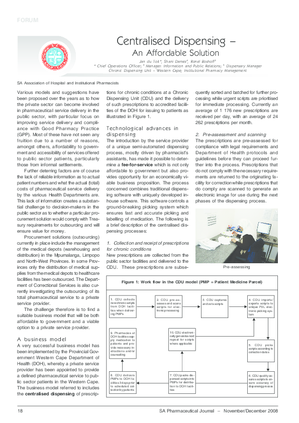 (PDF) Centralised dispensing