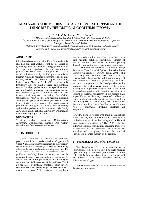(PDF) ANALYZING STRUCTURES: TOTAL POTENTIAL OPTIMIZATION USING META ...