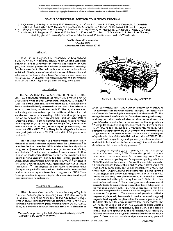 (PDF) Status of the PBFA-II light ion beam fusion program | Pace ...