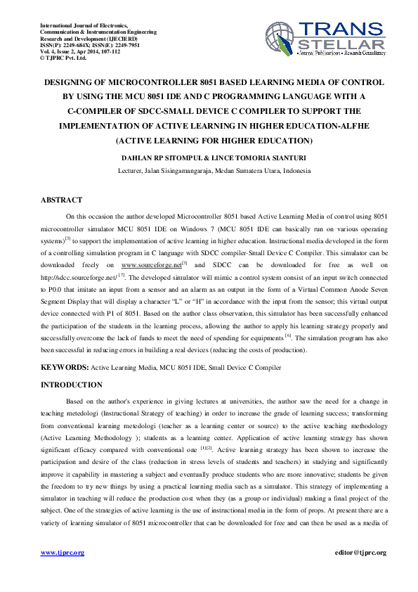 (PDF) DESIGNING OF MICROCONTROLLER 8051 BASED LEARNING MEDIA OF CONTROL ...