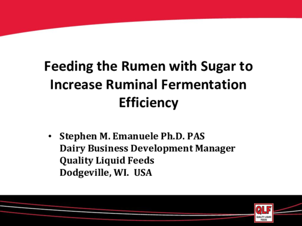 (PPT) Feeding Sugars to Optimize Rumen Efficiency