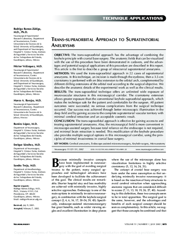(PDF) Trans supraorbital Approach to Supratentorial 19