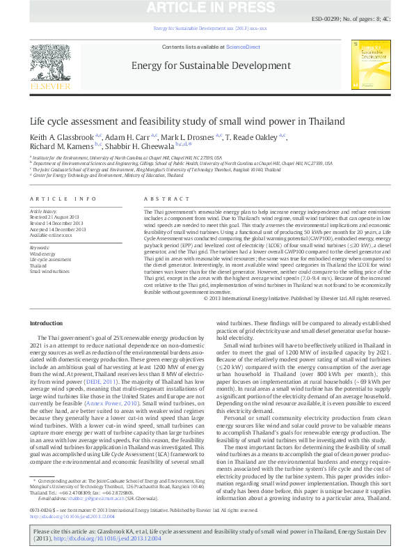 (PDF) Life cycle assessment and feasibility study of small wind power ...