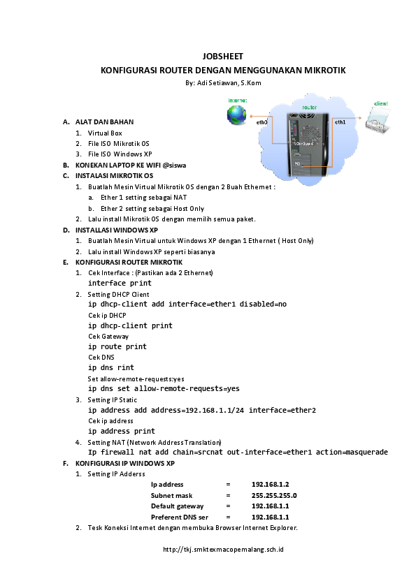 (PDF) JOBSHEET ROUTER MIKROTIK