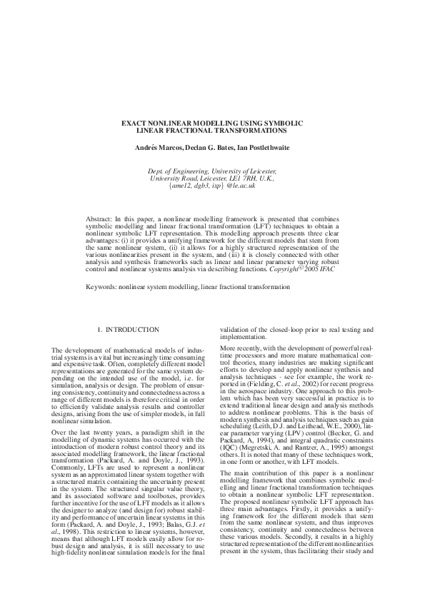 (PDF) EXACT NONLINEAR MODELLING USING SYMBOLIC LINEAR FRACTIONAL ...