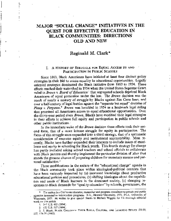 (PDF) Major Social Change Initiatives in Education