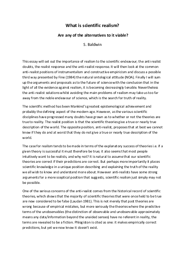 (PDF) Scientific Realism