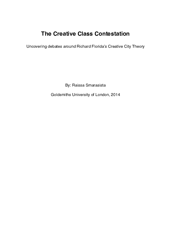 (PDF) The Creative Class Contestation: Uncovering debates around ...