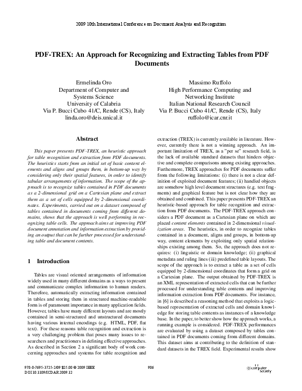 (PDF) PDF-TREX: An Approach for Recognizing and Extracting Tables from PDF Documents