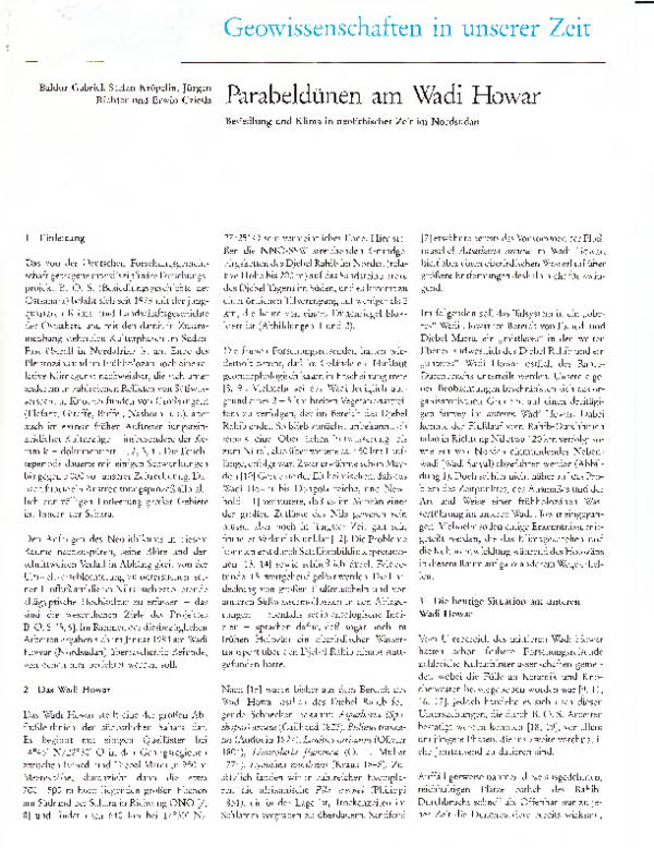 (PDF) Parabeldünen am Wadi Howar. Besiedlung und Klima in neolithischer ...