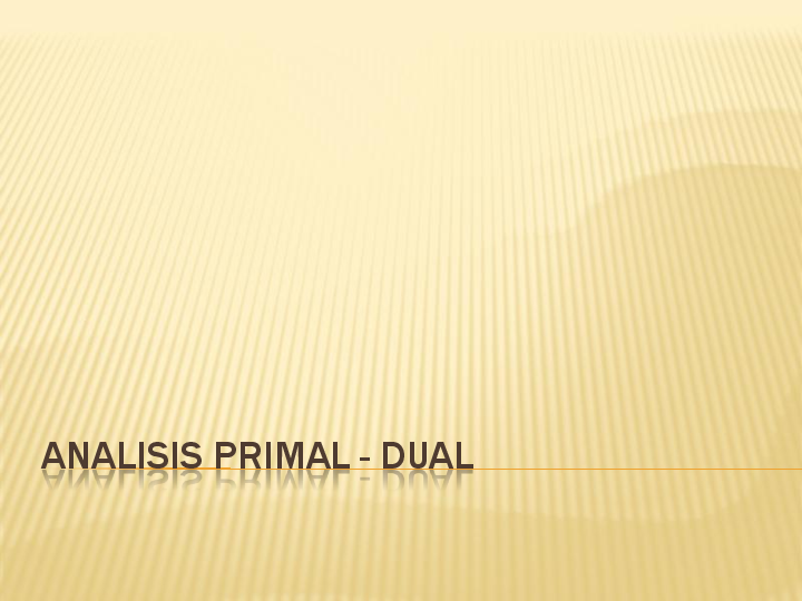 (PDF) ANALISIS PRIMAL -DUAL