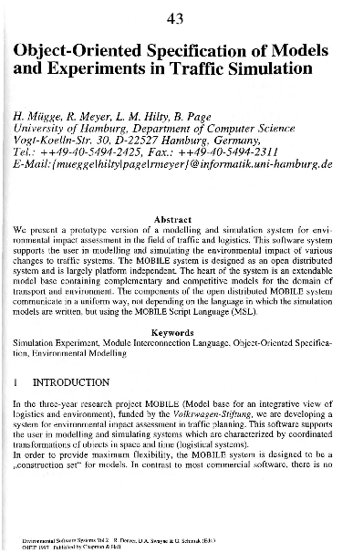 Pdf Object Oriented Specification Of Models And Experiments In