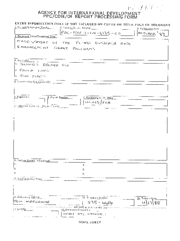 (PDF) PL-480 outreach assessment