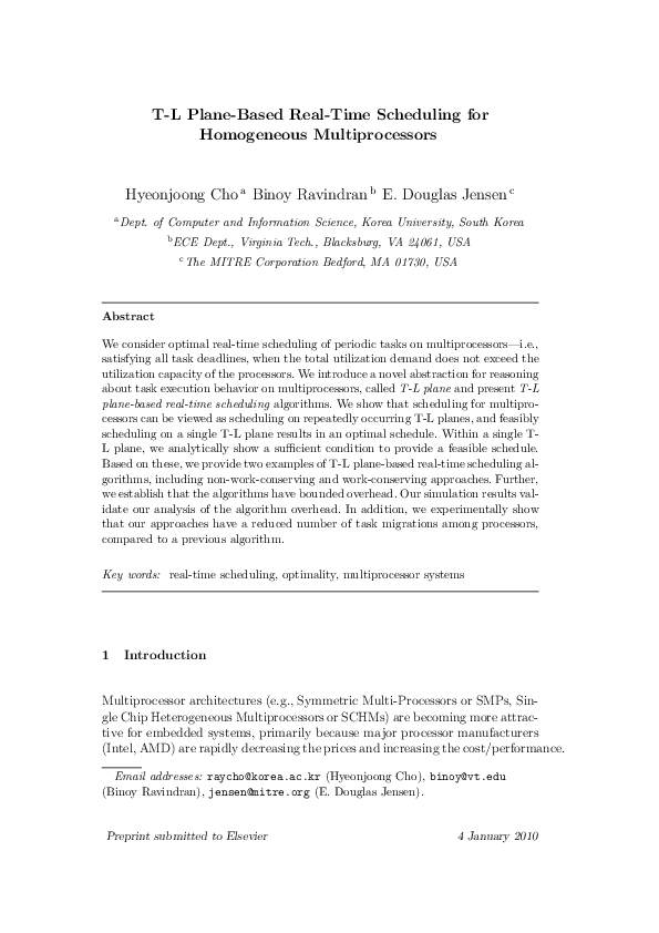 (PDF) T-L Plane-Based Real-Time Scheduling for Homogeneous Multiprocessors