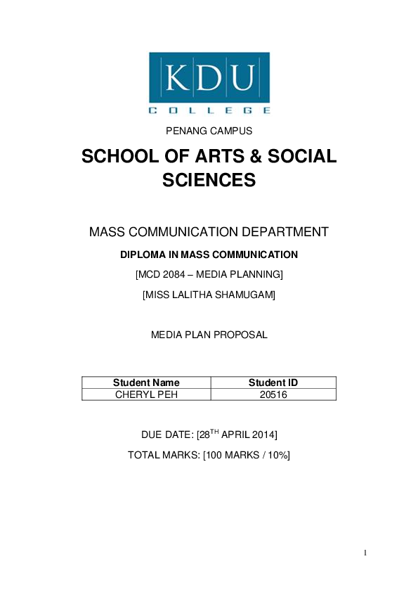 (DOC) Media Plan Proposal