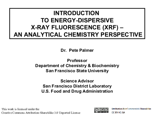 (PDF) INTRODUCTION TO ENERGY-DISPERSIVE X-RAY FLUORESCENCE (XRF) – AN ANALYTICAL CHEMISTRY ...