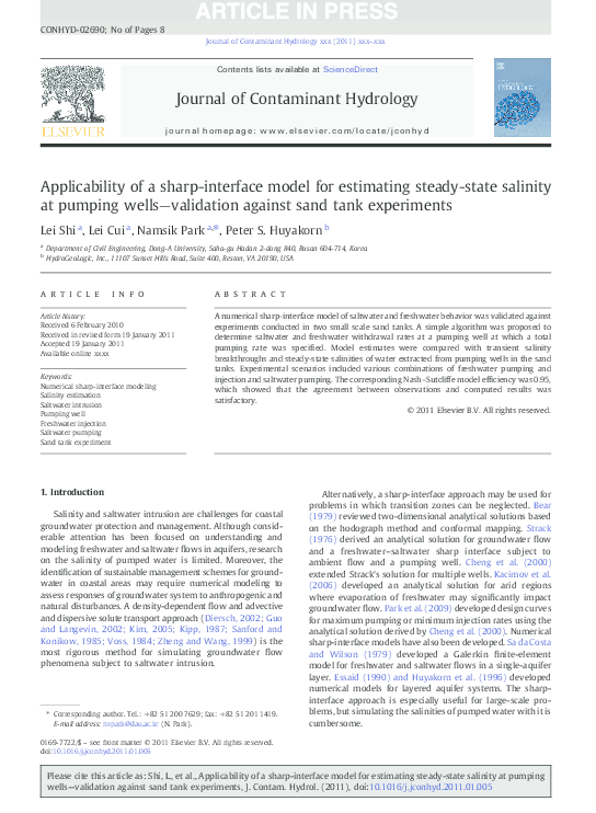 (PDF) Applicability of a sharp-interface model for estimating steady ...