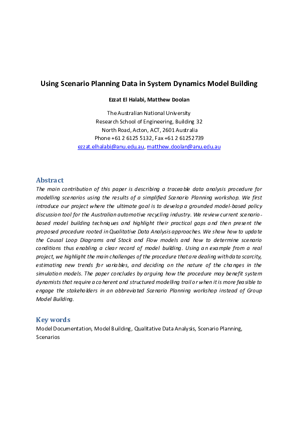 (PDF) Using Scenario Planning Data in System Dynamics Model Building