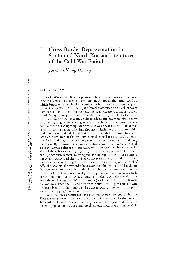 (PDF) Cross-Border Representation in South and North Korean Literatures ...