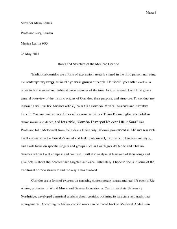 (DOC) Roots and Structure of the Mexican Corrido by Salvador Meza Lemus
