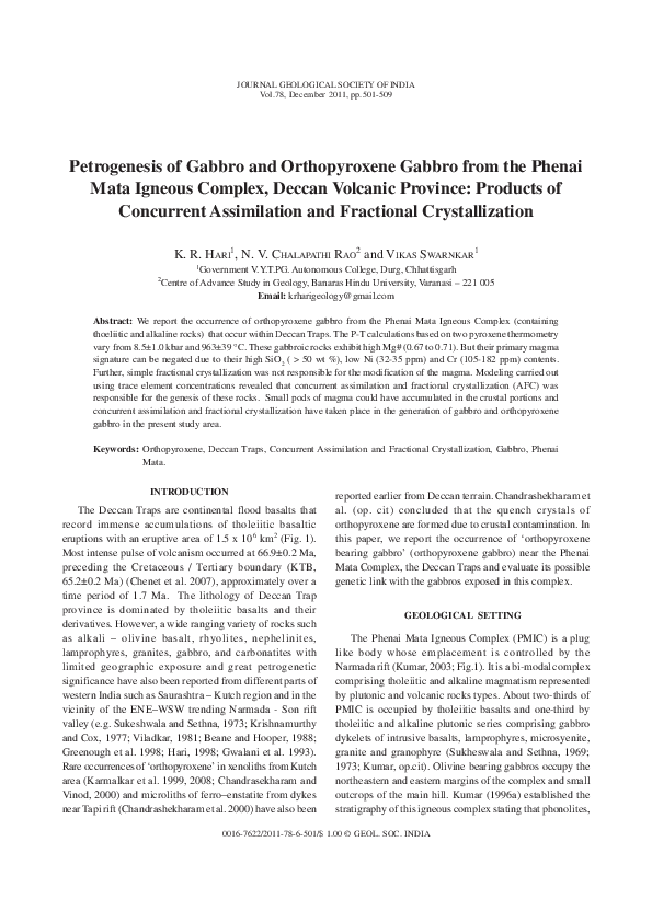 (PDF) Petrogenesis of gabbro and orthopyroxene gabbro from the Phenai Mata Igneous Complex ...