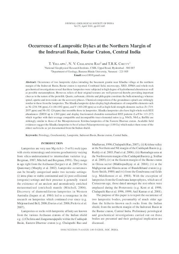 (PDF) Occurrence of lamproitic dykes at the northern Margin of the ...