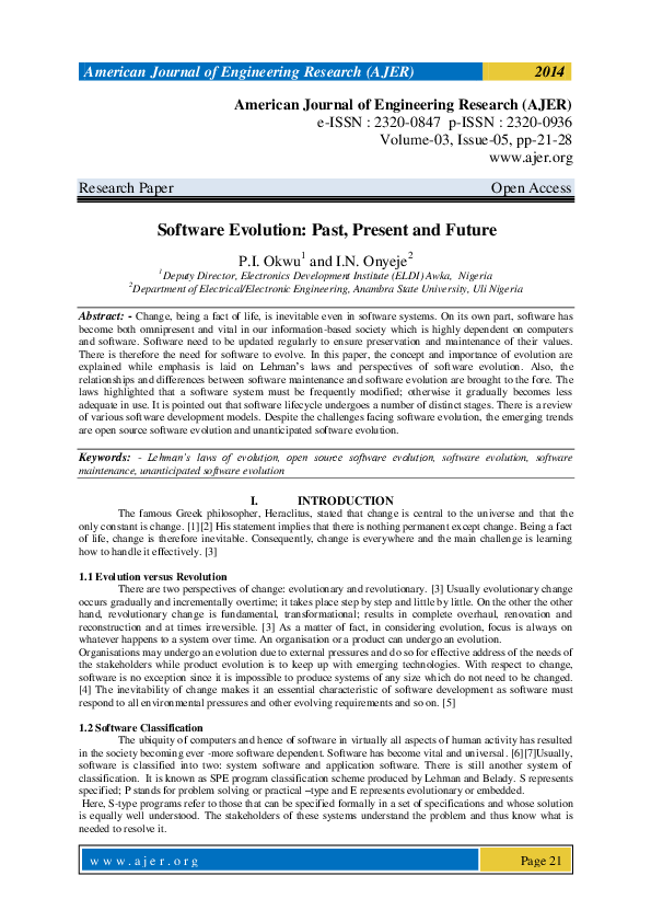 Pdf Software Evolution Past Present And Future