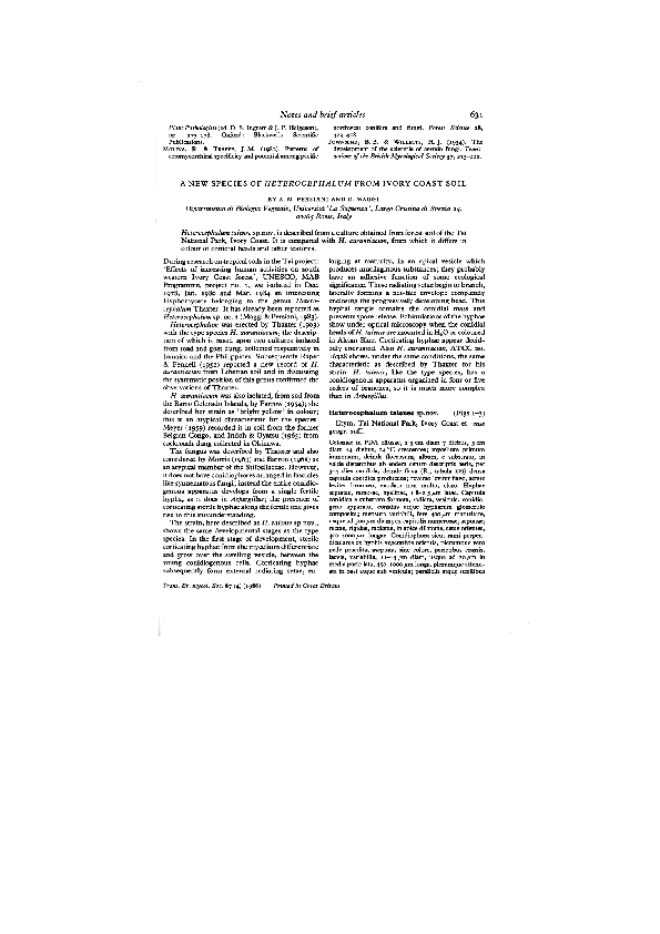 (PDF) A new species of Heterocephalum from Ivory coast soil