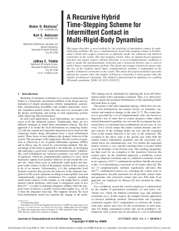 A Recursive Hybrid Time Stepping Scheme For Intermittent Contact In
