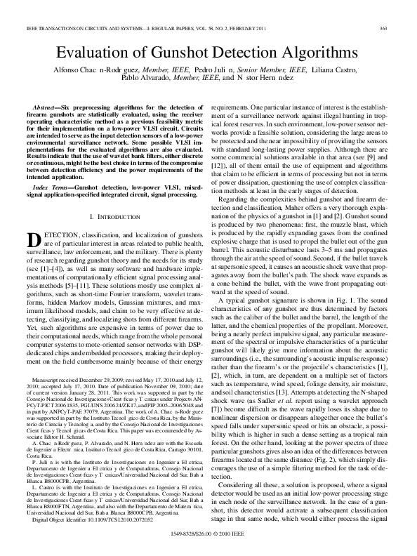 (PDF) Evaluation of Gunshot Detection Algorithms