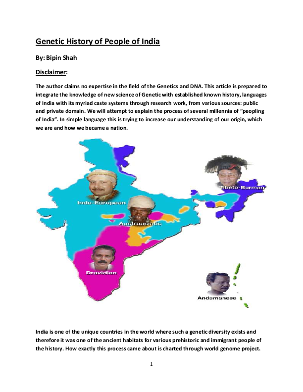 Genetic History of People of India