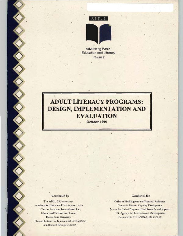 (PDF) Adult Literacy Programs: Design, Implentation and Evaluation ...
