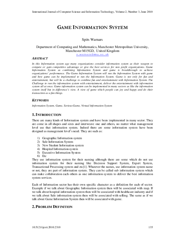 (PDF) Game Information System