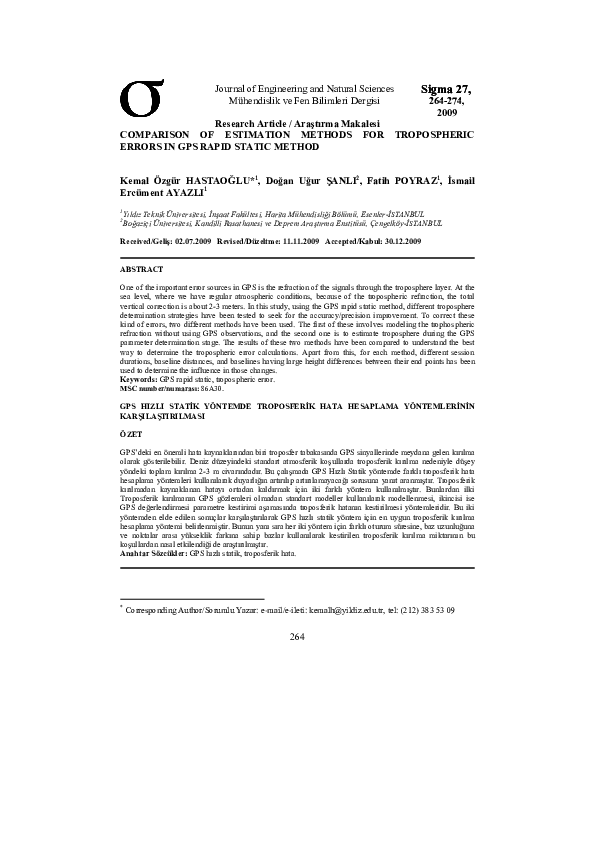 (PDF) COMPARISON OF ESTIMATION METHODS FOR TROPOSPHERIC ERRORS IN GPS ...