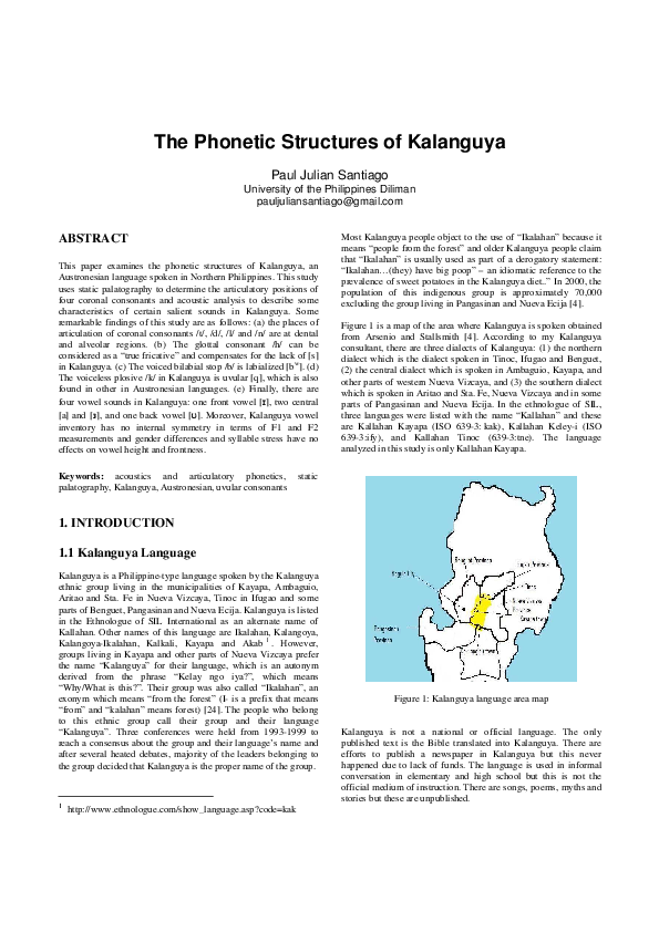 (PDF) The Phonetic Structures of Kalanguya