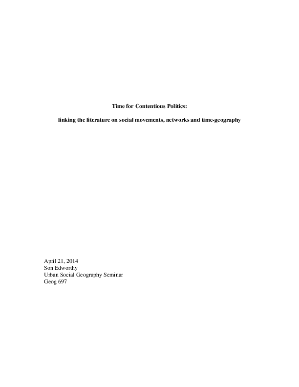 (DOC) Time for contentious politics: linking the literature on social ...