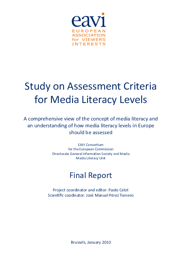 (PDF) Study on Assessment Criteria for Media Literacy Levels (Portugal ...