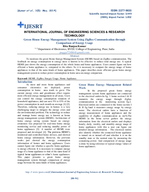 Pdf Green House Energy Management System Using Zigbee Communication Through Comparison Of