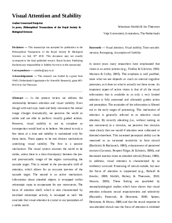 (PDF) Visual attention and stability