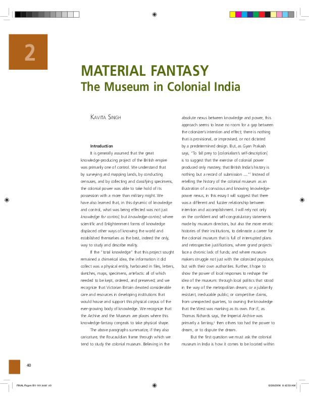 (PDF) Material Fantasy: the Museum in Colonial India