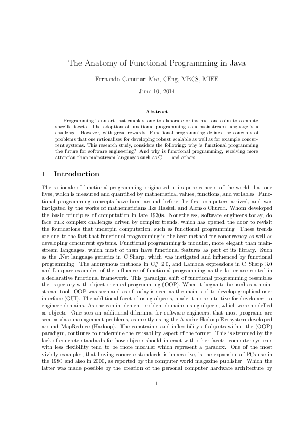 (PDF) The Anatomy of Functional Programning in Java