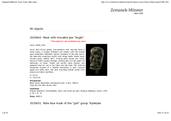 Dan Mask 2 Zemanek-Münster Ivory Coast, Dan mask